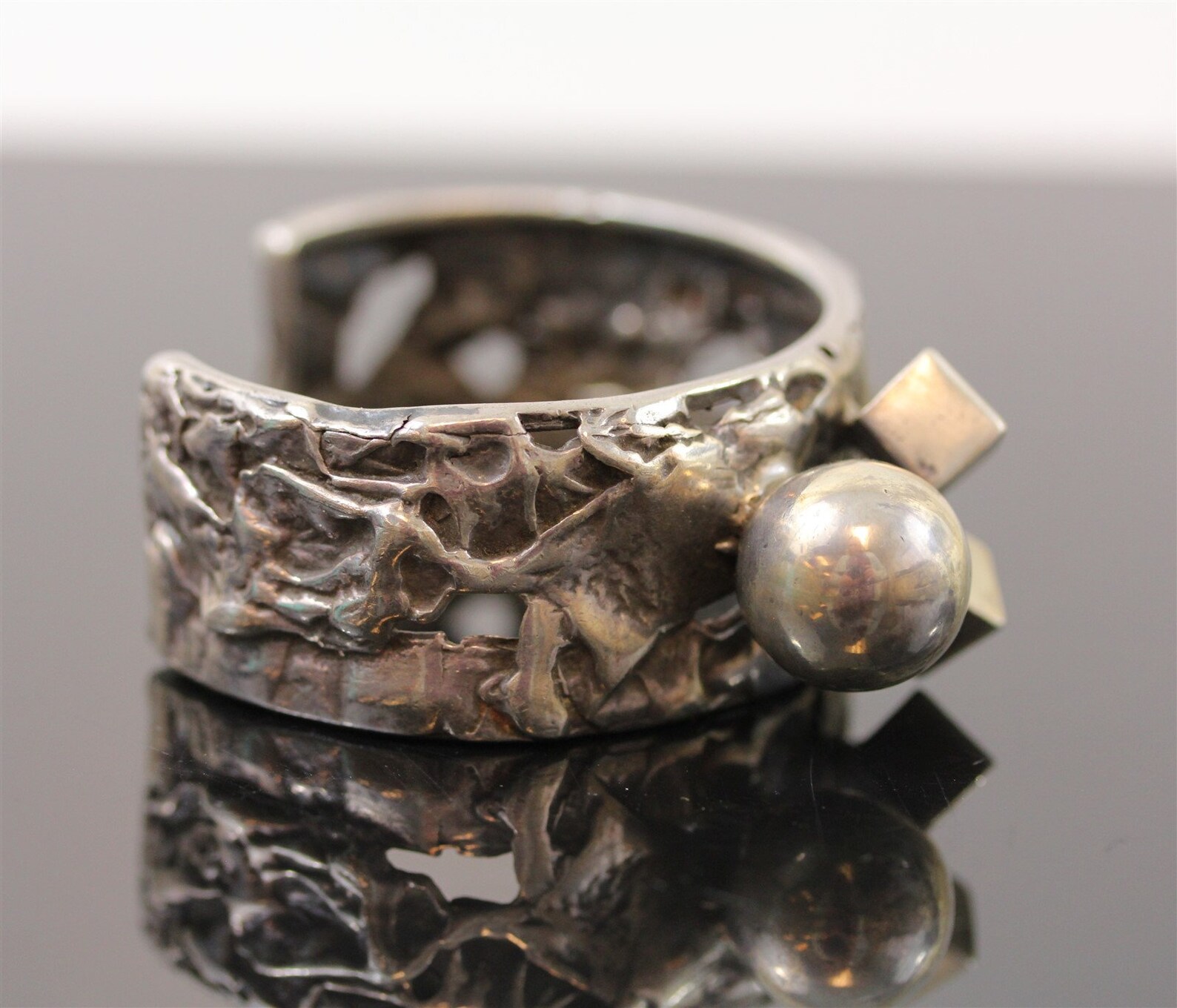 Vintage Rachel Gera Sterling Silver 925 Gold Brutalist Cuff Bracelet ...