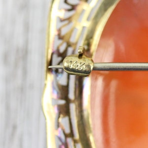 Art Deco Carved Shell Cameo 14K Yellow Gold Shell Pendant Brooch ...
