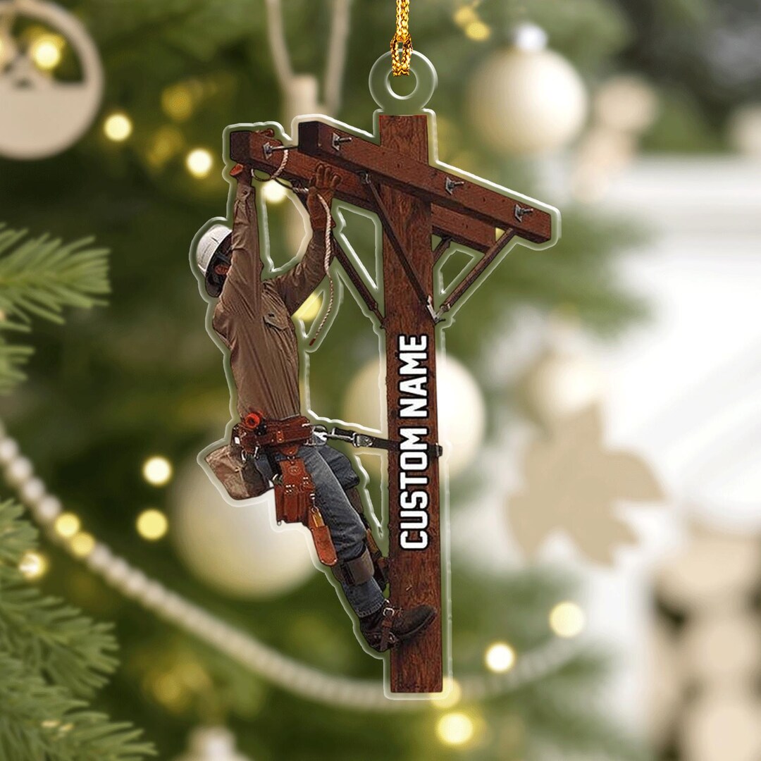 Personalized Lineman Cross Arm Christmas Ornament, Gift for Utility ...