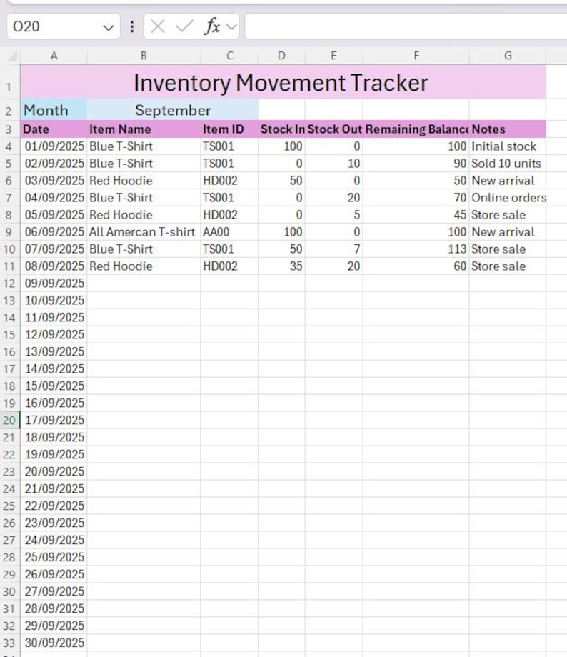 Printable Inventory Tracker: Color & B/W PDF, Editable Excel Template ...