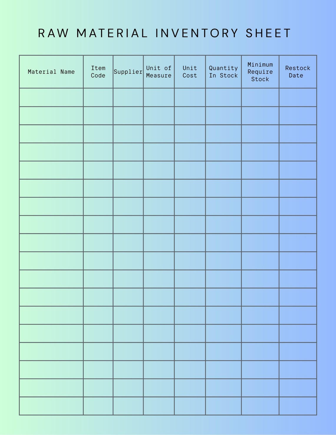 Editable Inventory Tracker Template: Excel Auto-total & Printable PDF ...
