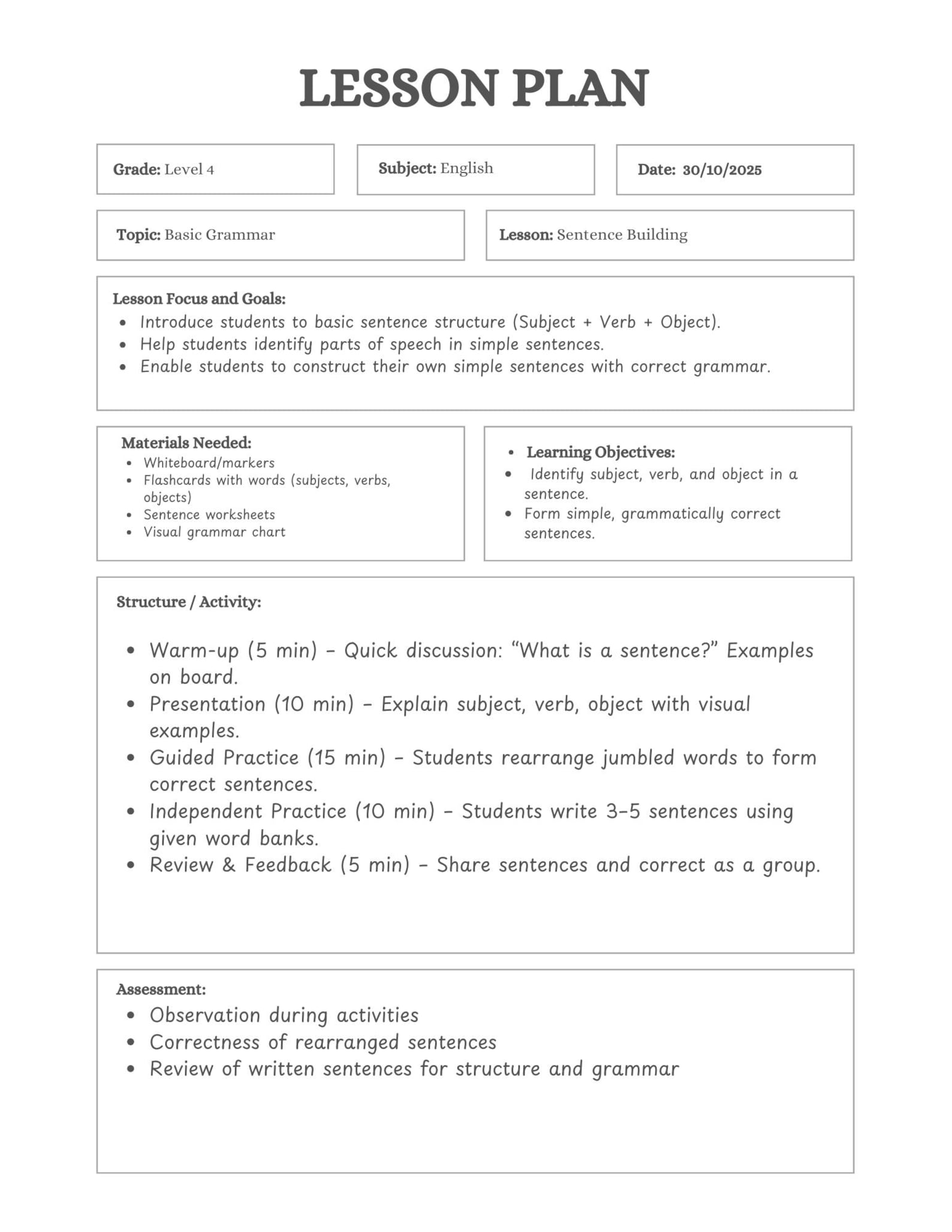 Printable Lesson Plan Template: Homeschool & Classroom Teaching ...