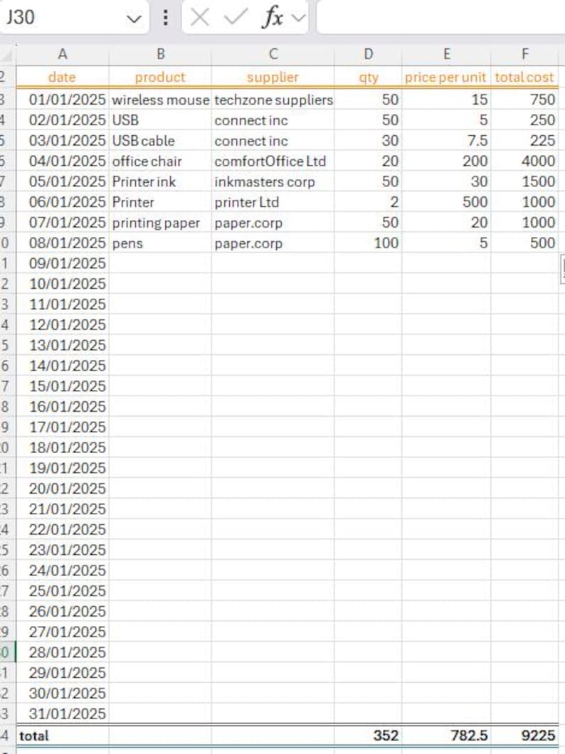 Printable Inventory Sheet Template: Small Business Stock Tracker (excel ...