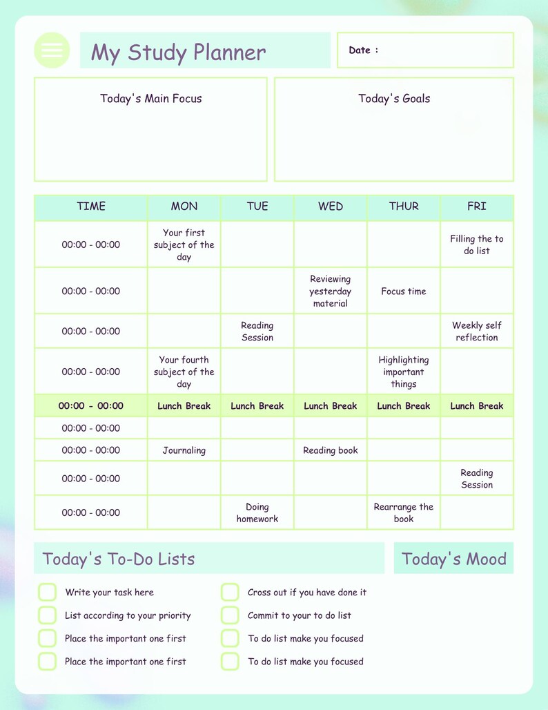 Printable Study Planner | Minimalist Daily and Weekly Schedule ...