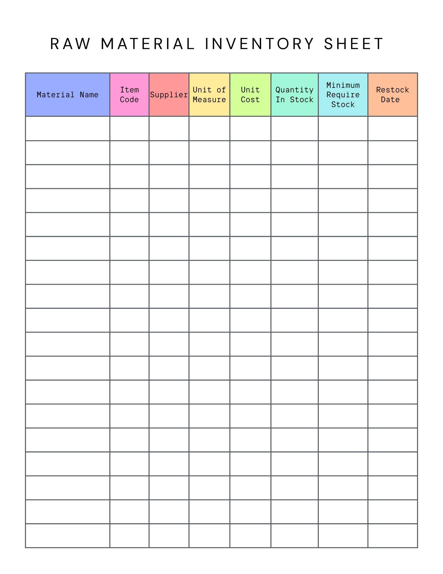 Editable Inventory Tracker Template: Excel Auto-total & Printable PDF ...