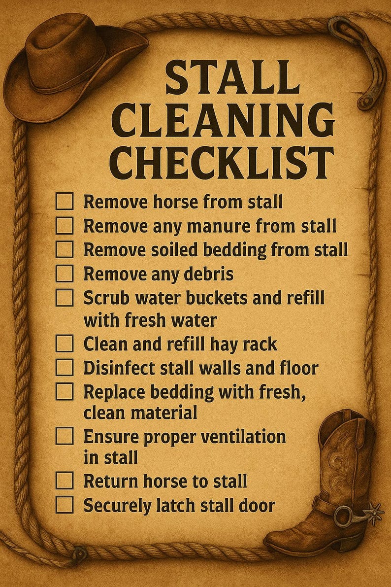 Rustic Stall Cleaning Checklist: Cowboy Barn Decor (8x10 Digital ...