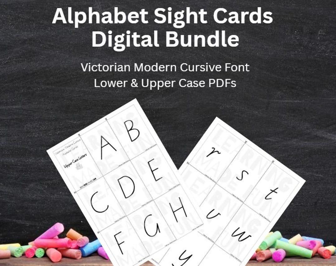Alphabet Flash Cards, Vic Modern Cursive, Upper and Lowercase ABC ...