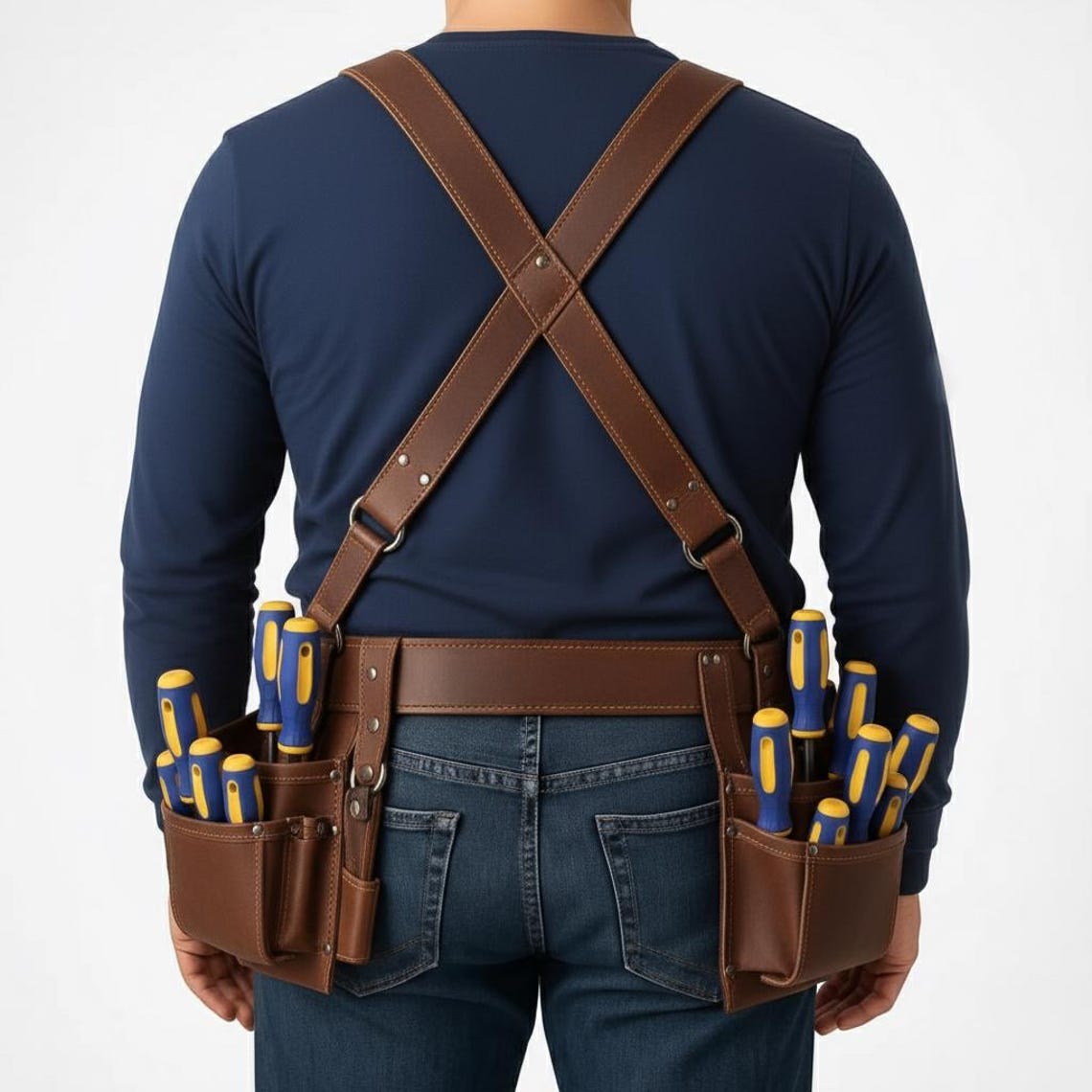 Personalized Full Grain Leather Tool Belt: Carpenter Electrician Work ...