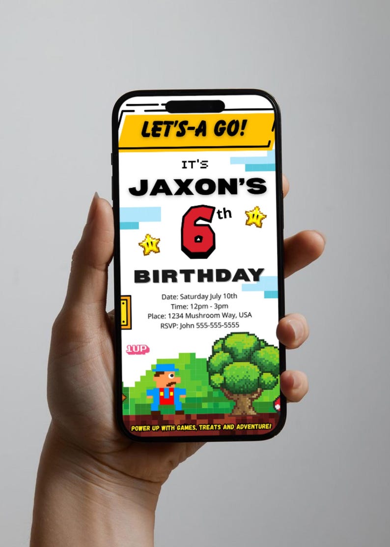 Retro Gamer Birthday Invitation | Pixel Video Game Invite | Editable 8 ...