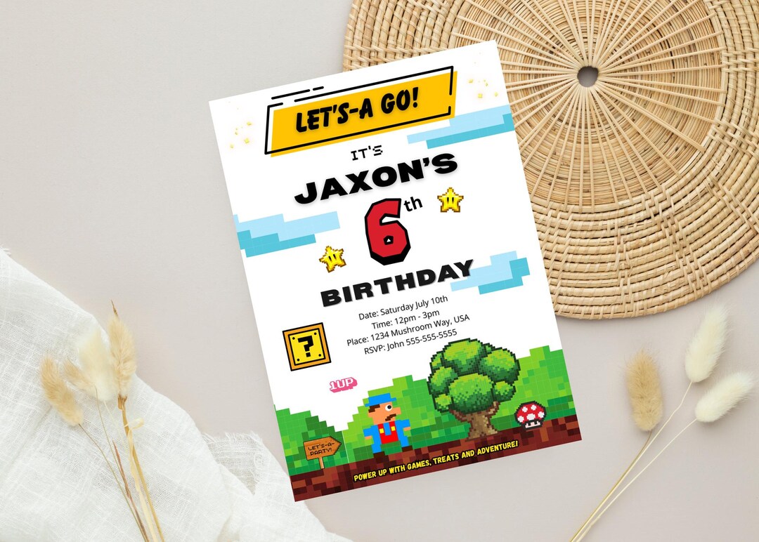 Retro Gamer Birthday Invitation | Pixel Video Game Invite | Editable 8 ...
