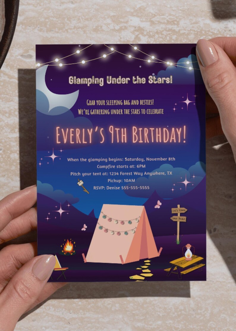 Glamping Birthday Invitation | Editable Boho Tent Theme | Instant ...