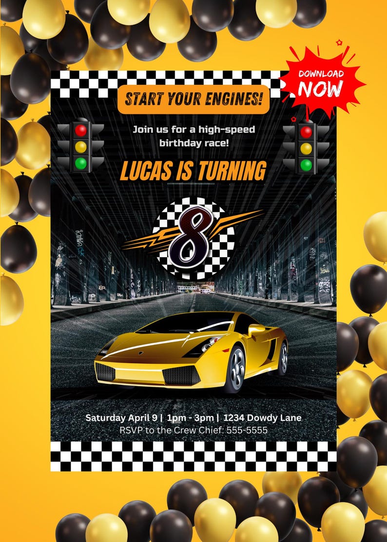 Editable Race Car Birthday Invitation | Hot Wheels Party Printable ...