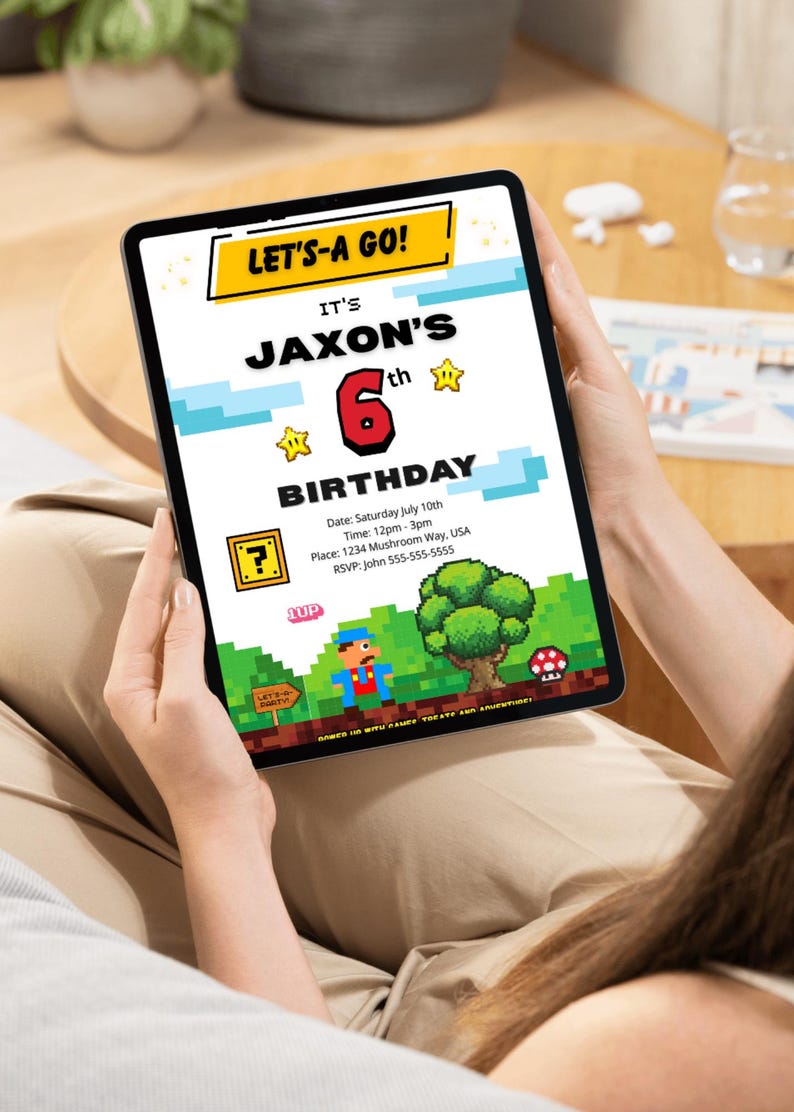 Retro Gamer Birthday Invitation | Pixel Video Game Invite | Editable 8 ...