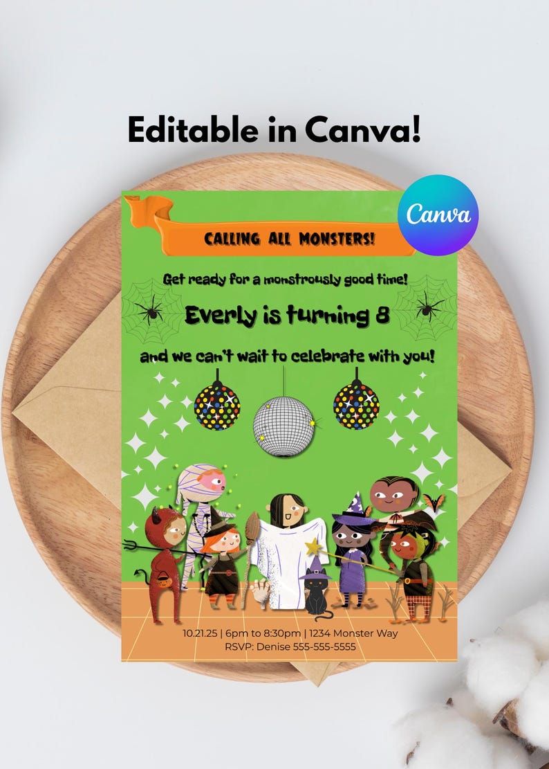 Monster Mash Birthday Invitation | Spooky Kids Party Printable Template ...