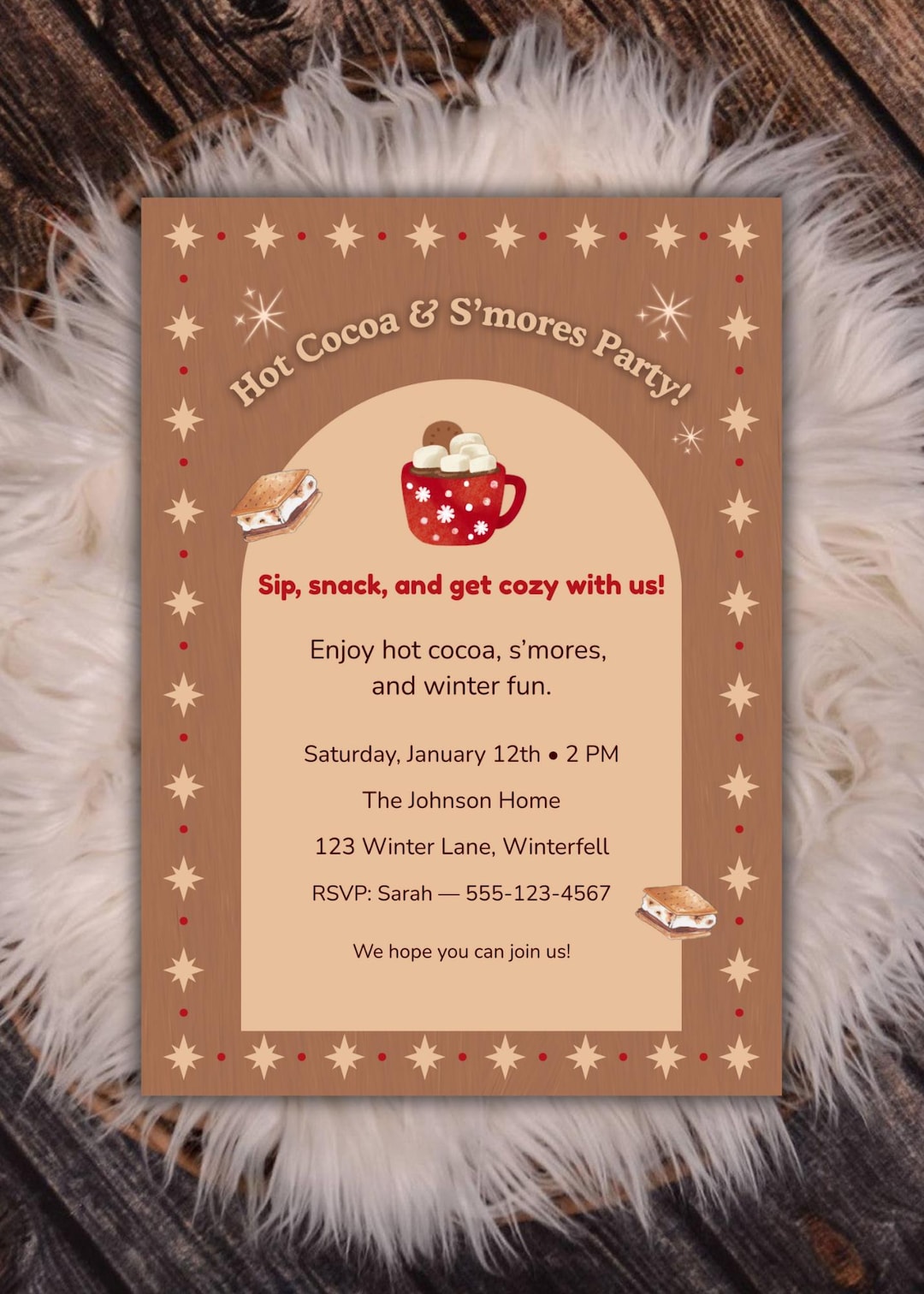Hot Cocoa & S’mores Invitation | Winter Party Invite | Hot Chocolate ...