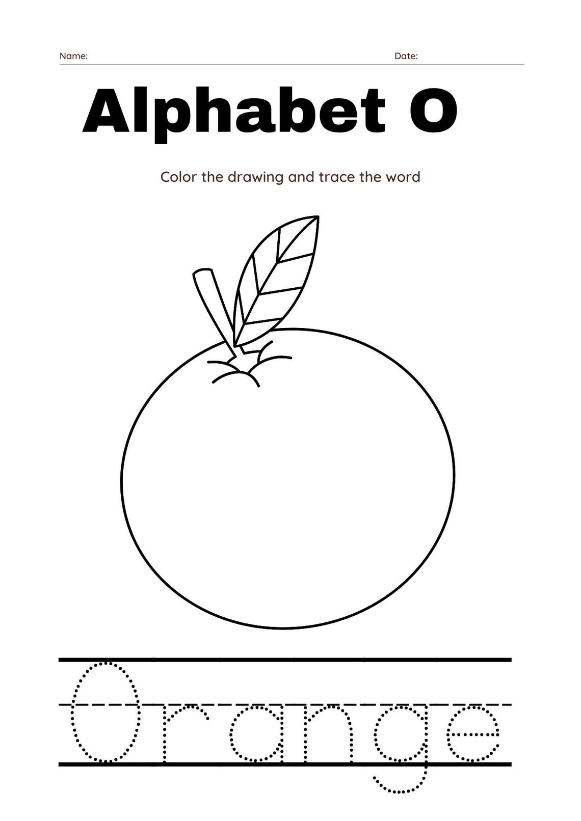 Kids Alphabets Coloring Book: 26 Pages, Word Tracing (PDF Printable ...