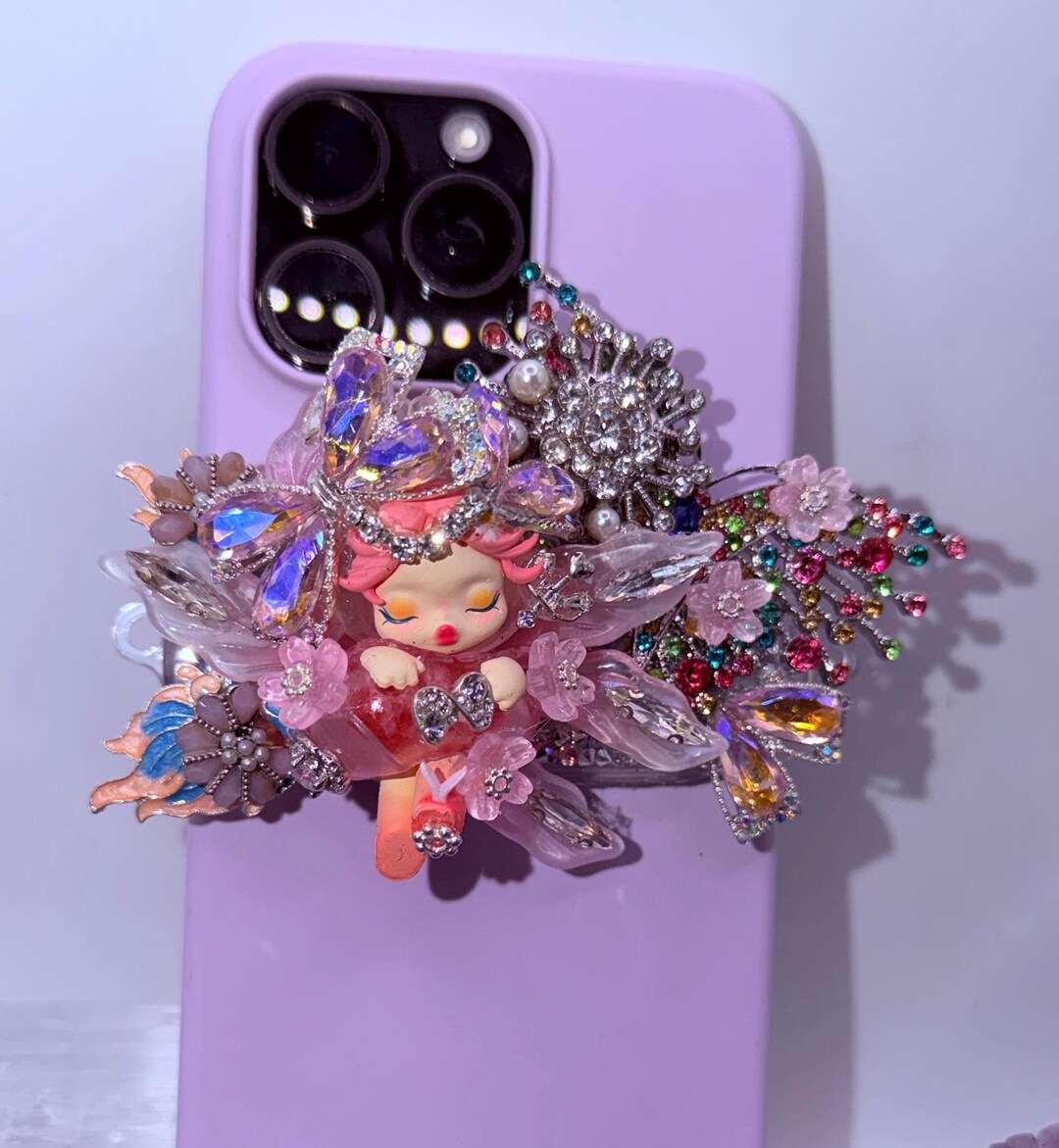 Sparkly Skull Panda Phone Clip: Glam Cell Phone Grip - Etsy