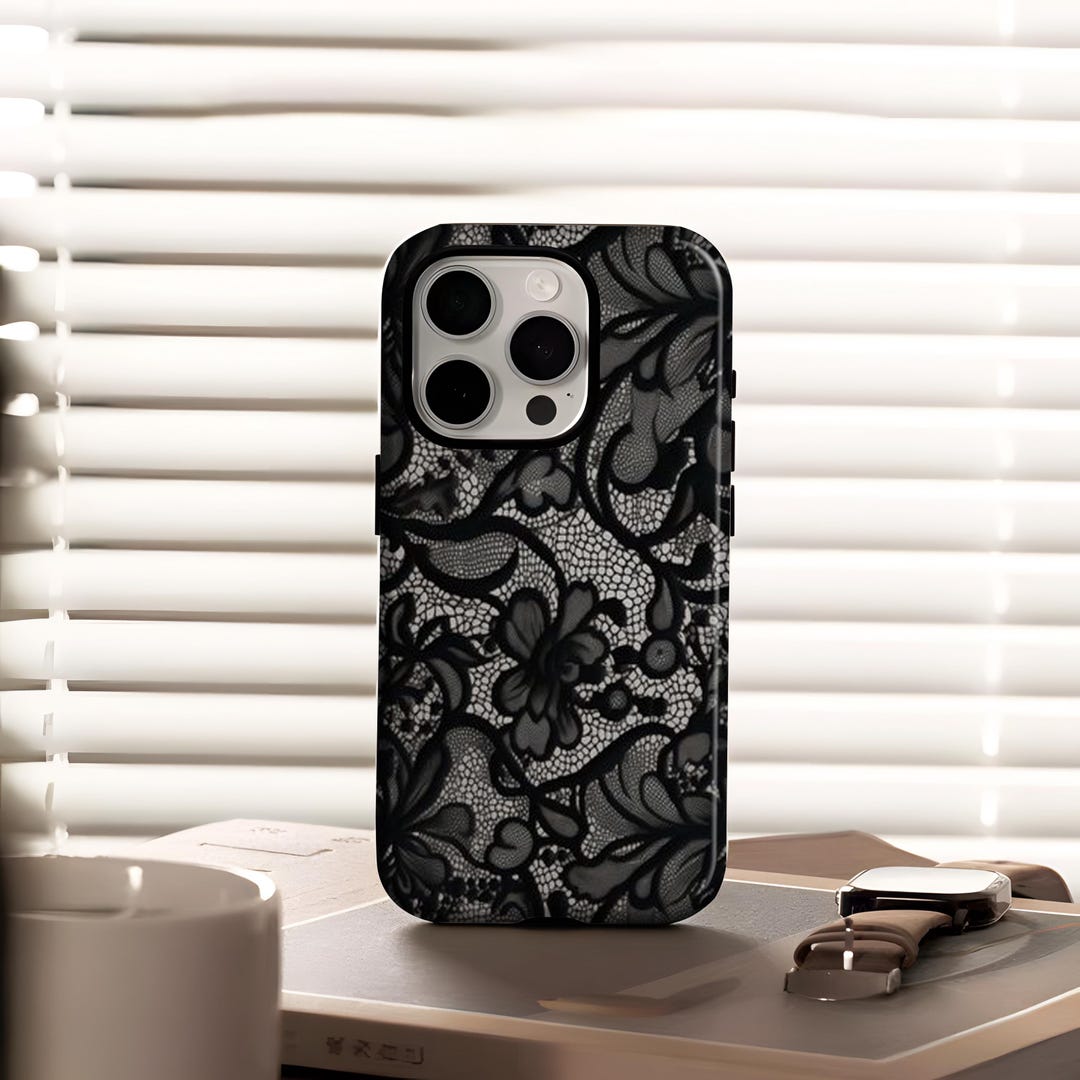 Vintage Lace Phone Case Elegant Black Flower Designiphone 17, 16, 15 ...