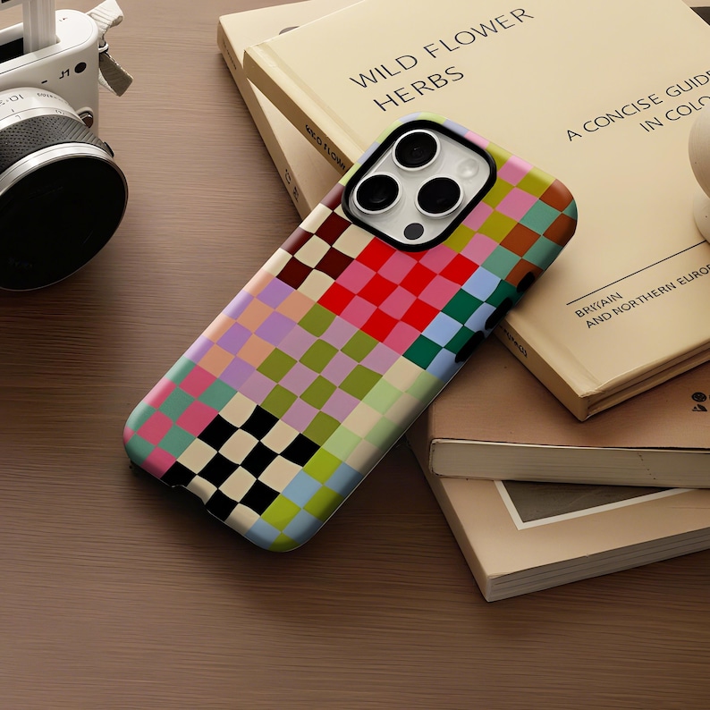 Designer Colorful Checkerboard Phone Case Rugged Protective Cover With iPhone 17 16 15 14 13 12 ...