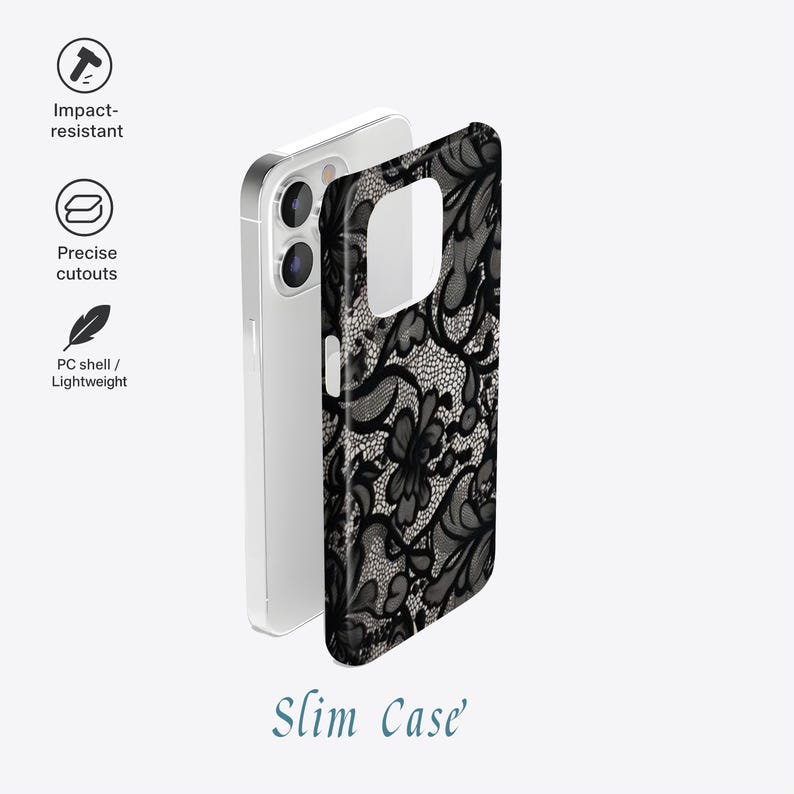 Vintage Lace Phone Case Elegant Black Flower Designiphone 17, 16, 15 ...