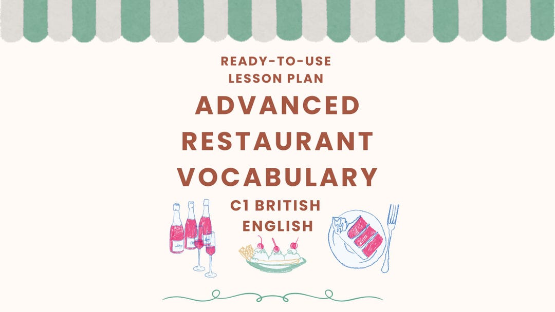 ESL C1 Lesson: British English Food & Restaurant Vocabulary (PDF) - Etsy