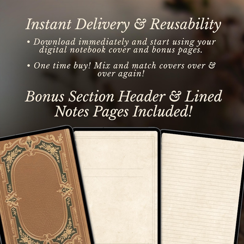 15 Digital Notebook Cover Bundle, Vintage Old Book Aesthetic, Gothic ...