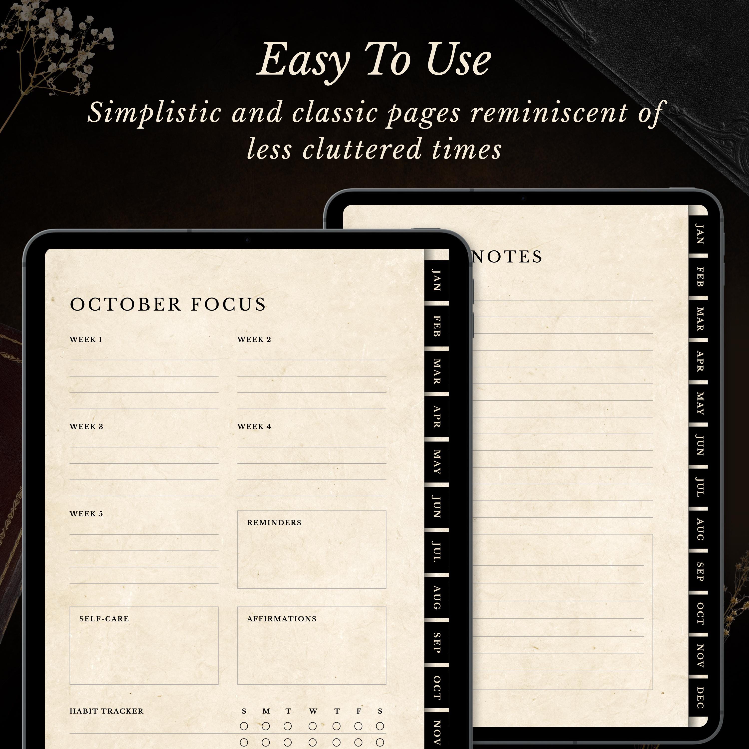 Digital Monthly Planner for Goodnotes & Notability, Hyperlinked Tabs ...