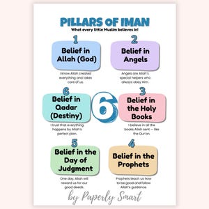 5 Pillars of Islam and 6 Pillars of Iman Kids Poster Set | Islamic Kids ...
