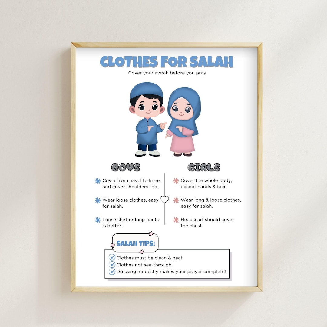 Clothes for Salah Islamic Poster for Kids | Modest Prayer Outfit Guide ...