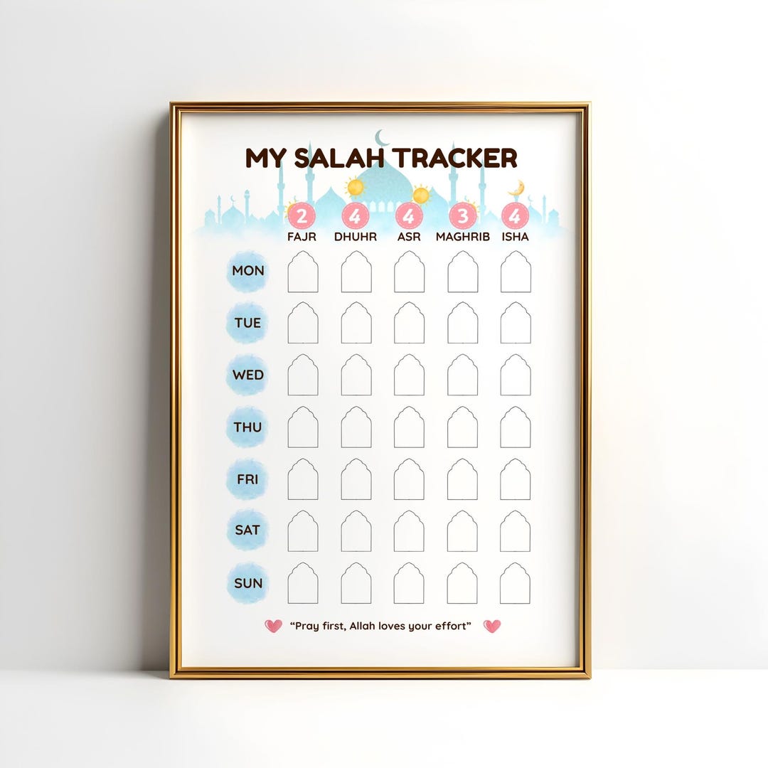 Weekly Salah Tracker for Family Printable | Islamic Kids Prayer Chart ...