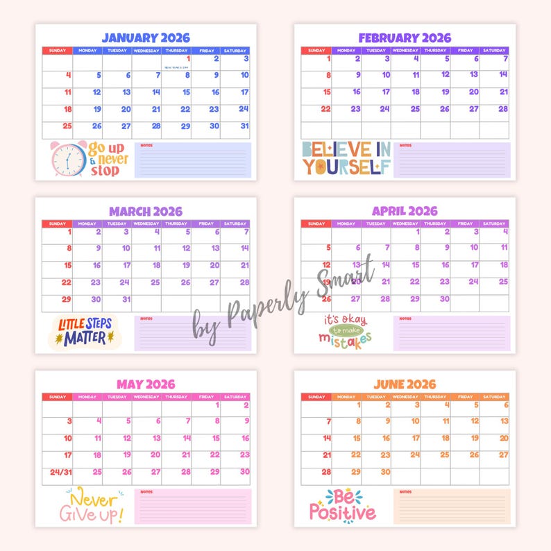 Editable 2026 Canva Calendar Template | Minimalist Pastel Monthly ...