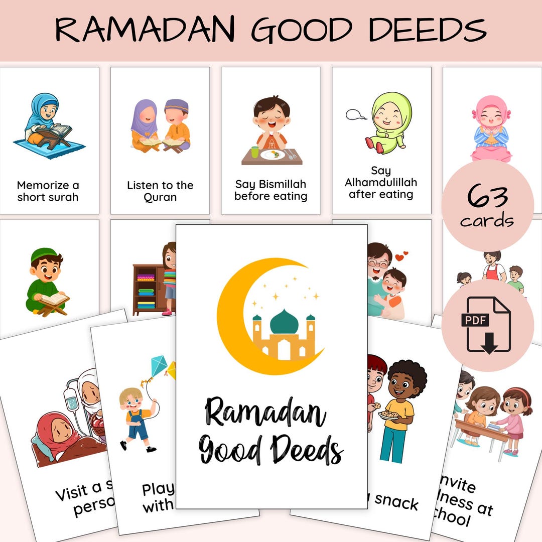 Ramadan Good Deeds Cards for Kids | 62 Islamic Activities | Ramadan ...