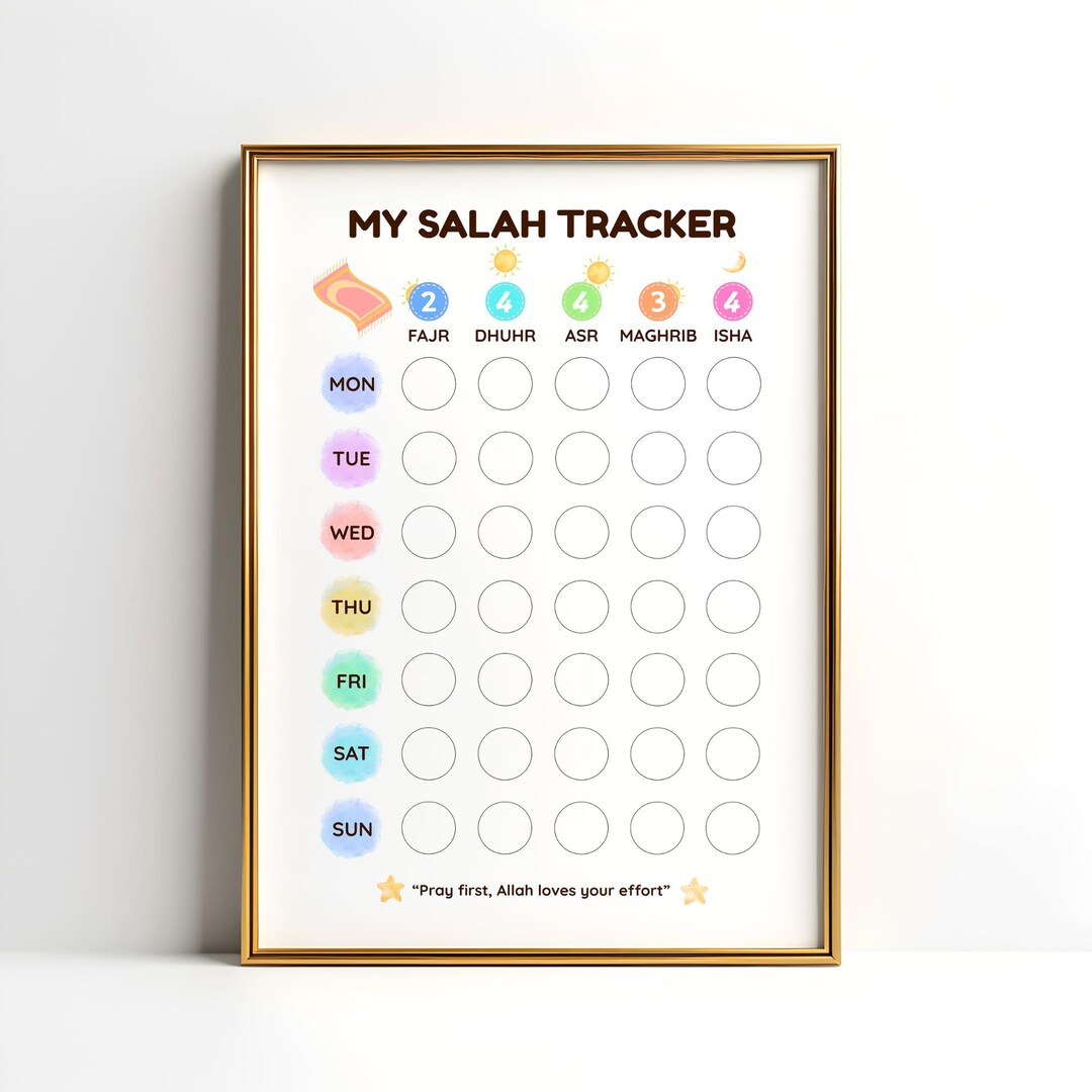 Weekly Salah Tracker for Kids Printable | Islamic Prayer Chart | 5 ...