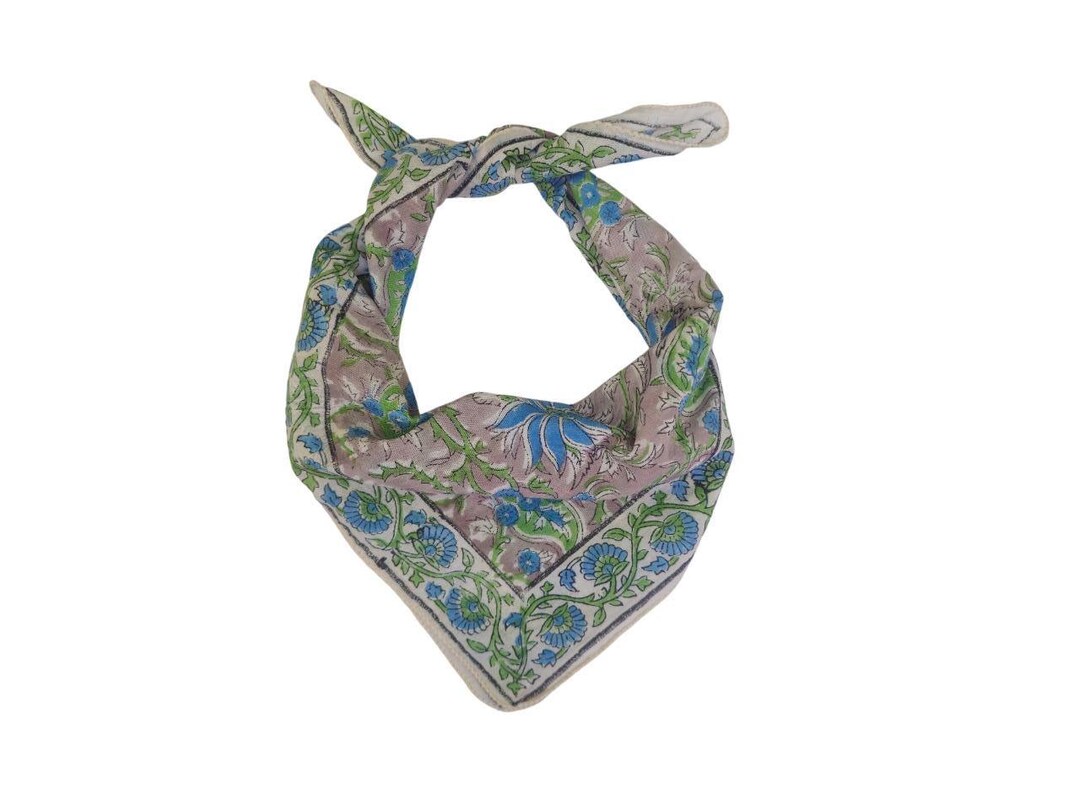 Hand Block Print Bandana Natural Organic Print Bandana Scarf , Vibrant ...