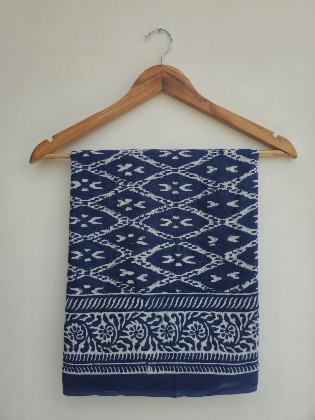 Indigo Blue Beach Sarong – Boho Wrap, Handmade Cotton Pareo for Women ...