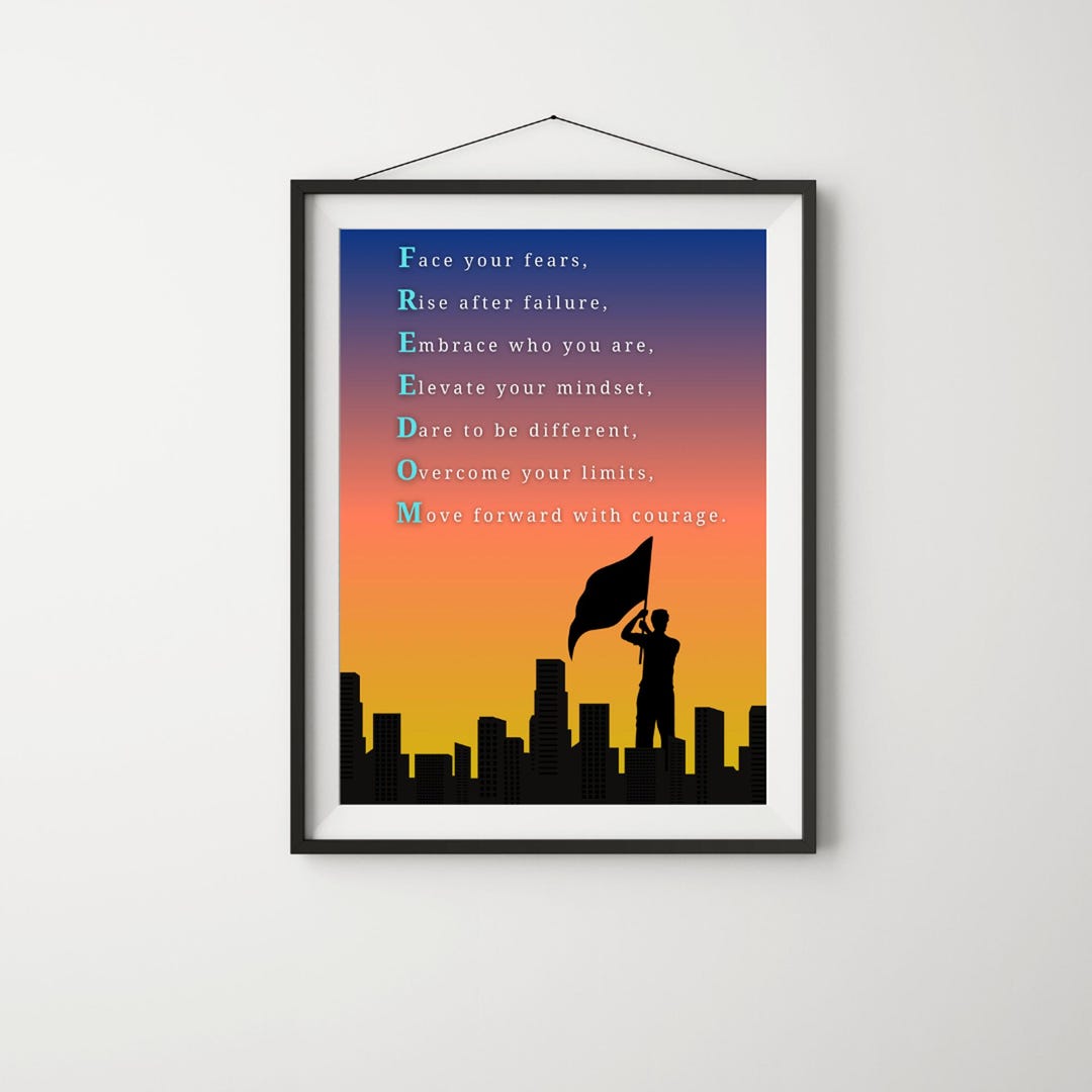 Printable Motivational Poster "f.r.e.e.d.o.m." – Inspiring Quote Wall ...