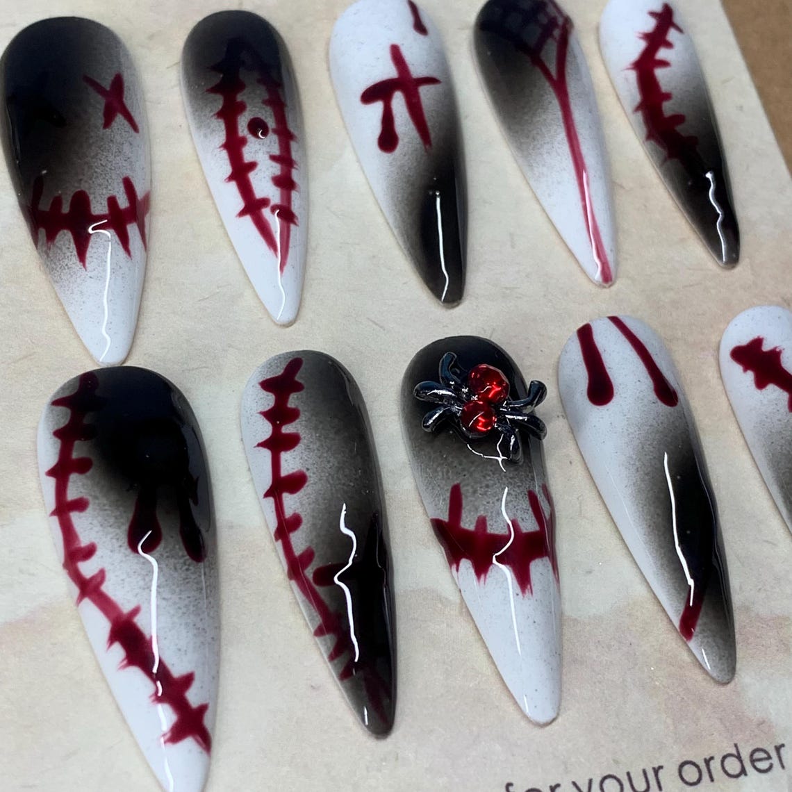 Dark Blood Spider Halloween Hand-painted Nails-bloody Web&horror ...