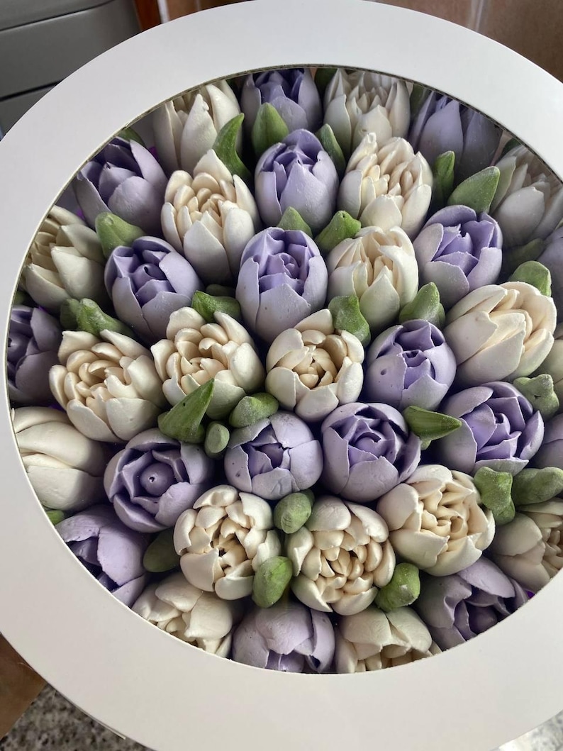 12" Marshmallow Flowers Gift Box Tulips/zefir | Zephyr Edible Bouquet ...