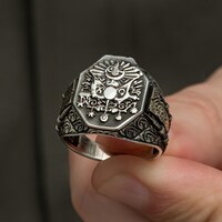 Unique Mens Ring Vintage Empire Rings for Men Heraldic Sultan Signet ...