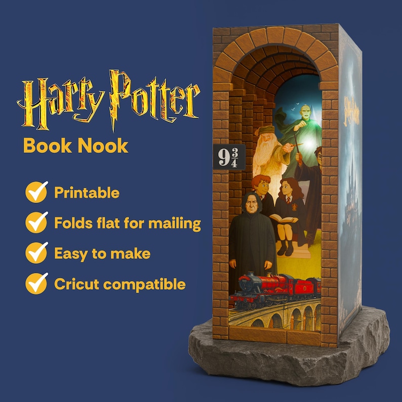 Harry Otter Book Nook Printable | Folds Flat for Mailing - Etsy