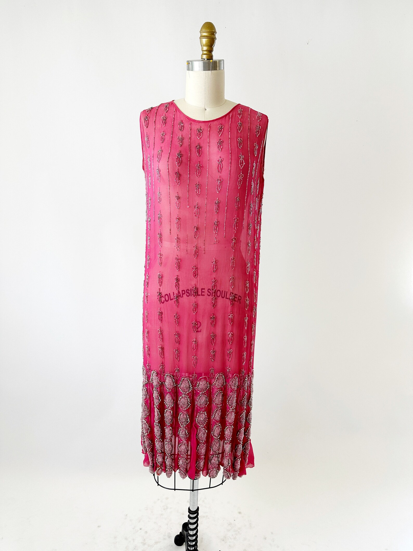 1920s Raspberry Silk Chiffon Beaded Flapper Dress - Etsy