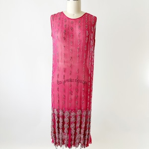 1920s Raspberry Silk Chiffon Beaded Flapper Dress - Etsy