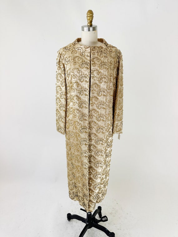 1960s Gold Hand Beaded Evening Coat Hong Kong - Gem
