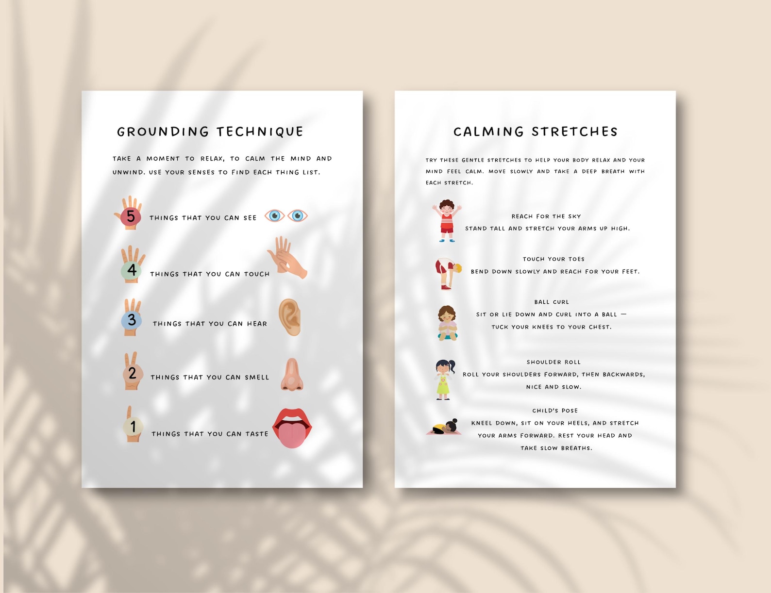 Printable Calm Down Toolkit for Children | Breathing Posters, Grounding ...