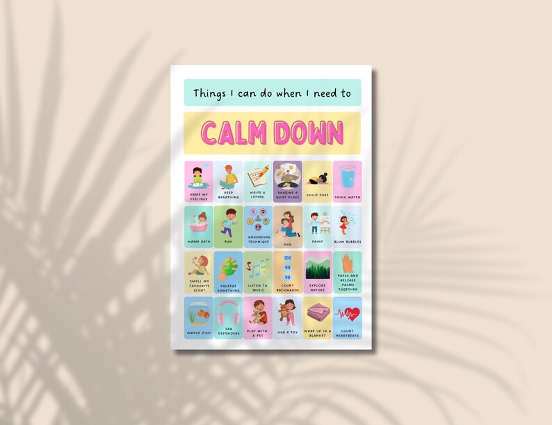 Printable Calm Down Toolkit for Children | Breathing Posters, Grounding ...