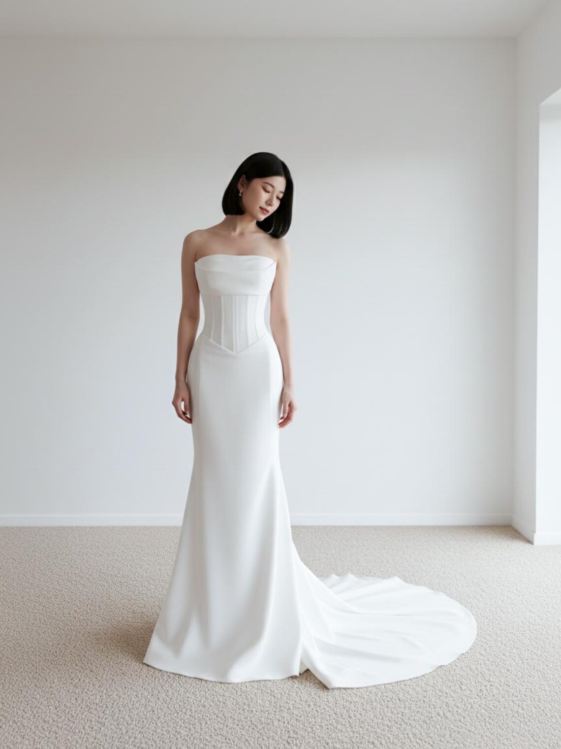 Wedding Dress With Basque Waist, Strapless Corset Wedding Dress ...