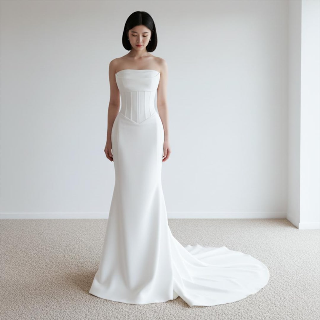 Wedding Dress With Basque Waist, Strapless Corset Wedding Dress ...