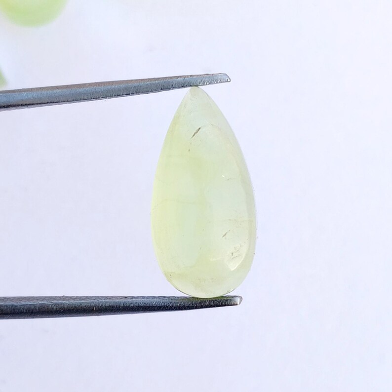 Natural Prehnite Cabochon, Pear Shape Flat Back Calibrated Gemstone Lot ...