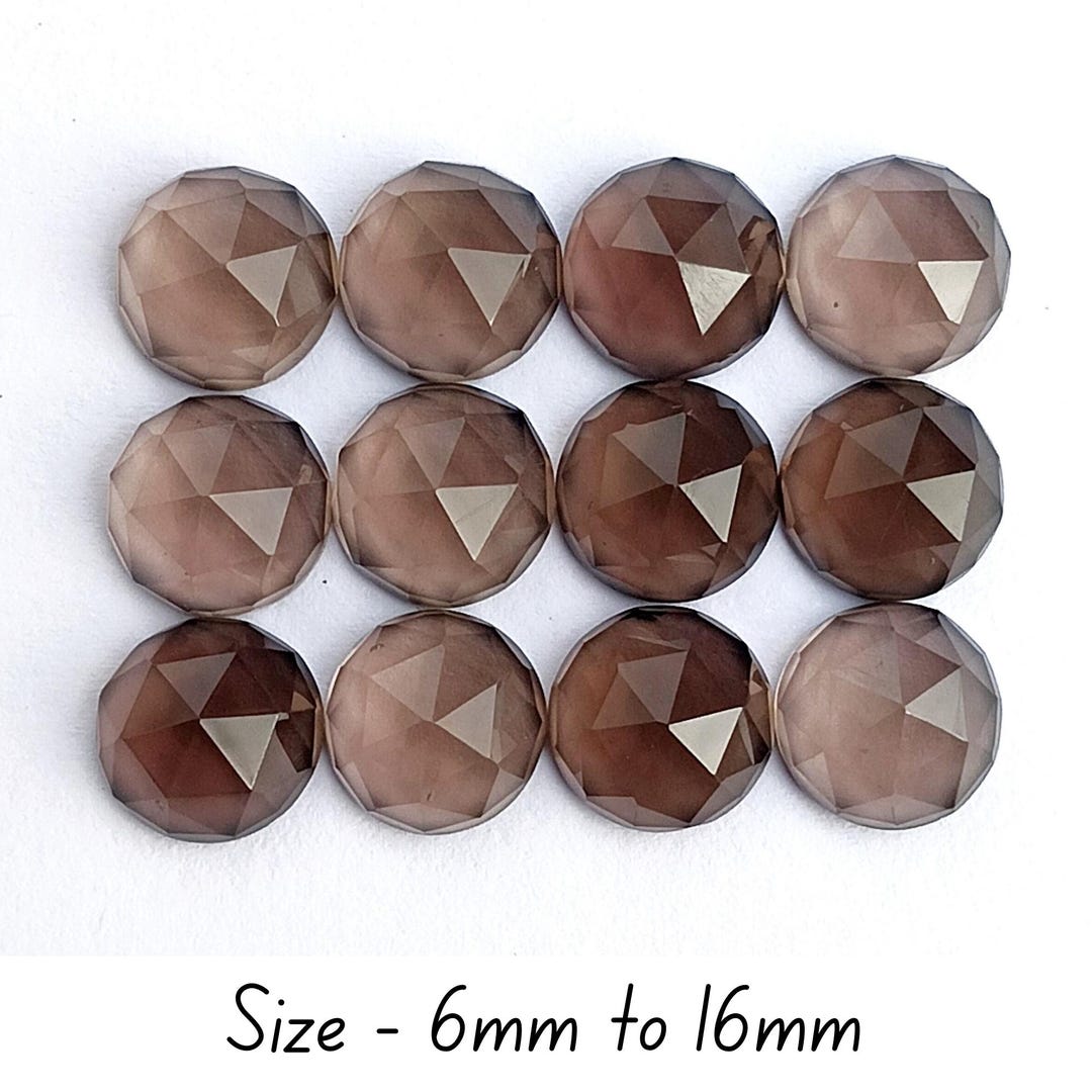 Smoky Quartz Rose Cut Cabochons – Round Shape Flat Back Natural ...