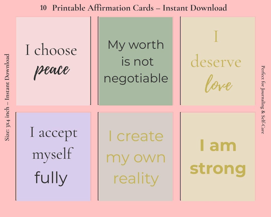 Self-worth Affirmation Cards: Daily Mindfulness, Journaling (3x4 Inch ...
